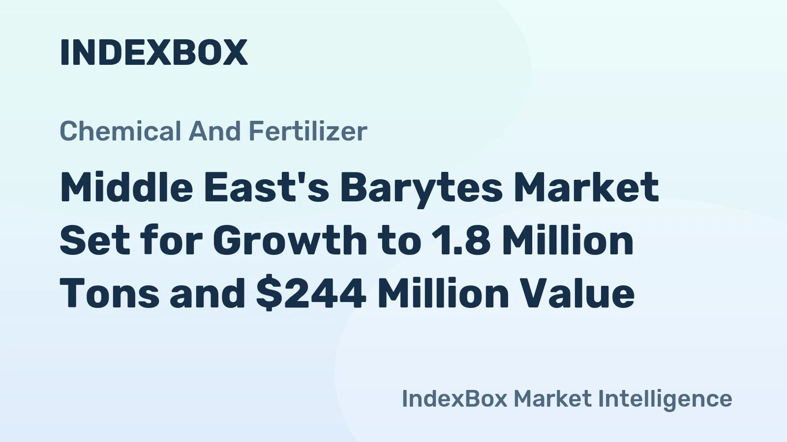 Middle East's Barytes Market Set for Growth to 1.8 Million Tons and $244 Million Value