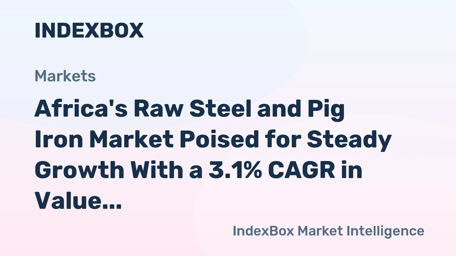 Africa's Raw Steel and Pig Iron Market Poised for Steady Growth With a 3.1% CAGR in Value