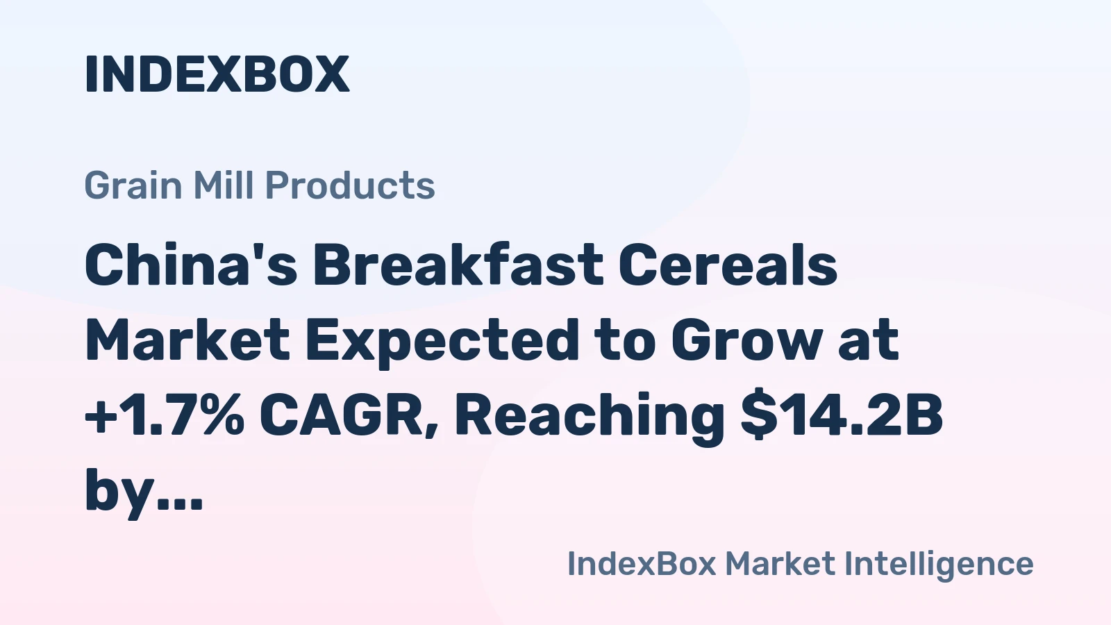 China's Breakfast Cereals Market Expected to Grow at +1.7% CAGR, Reaching $14.2B by 2035