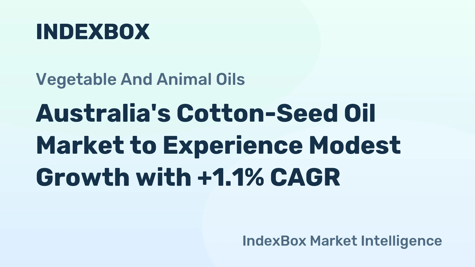 Australia's Cotton-Seed Oil Market to Experience Modest Growth with +1.1% CAGR
