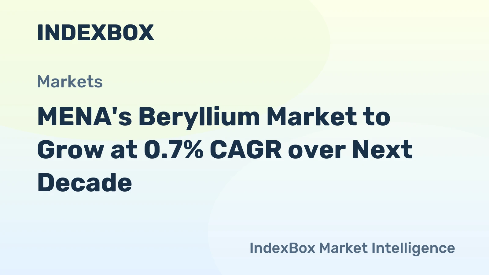 MENA's Beryllium Market to Grow at 0.7% CAGR over Next Decade