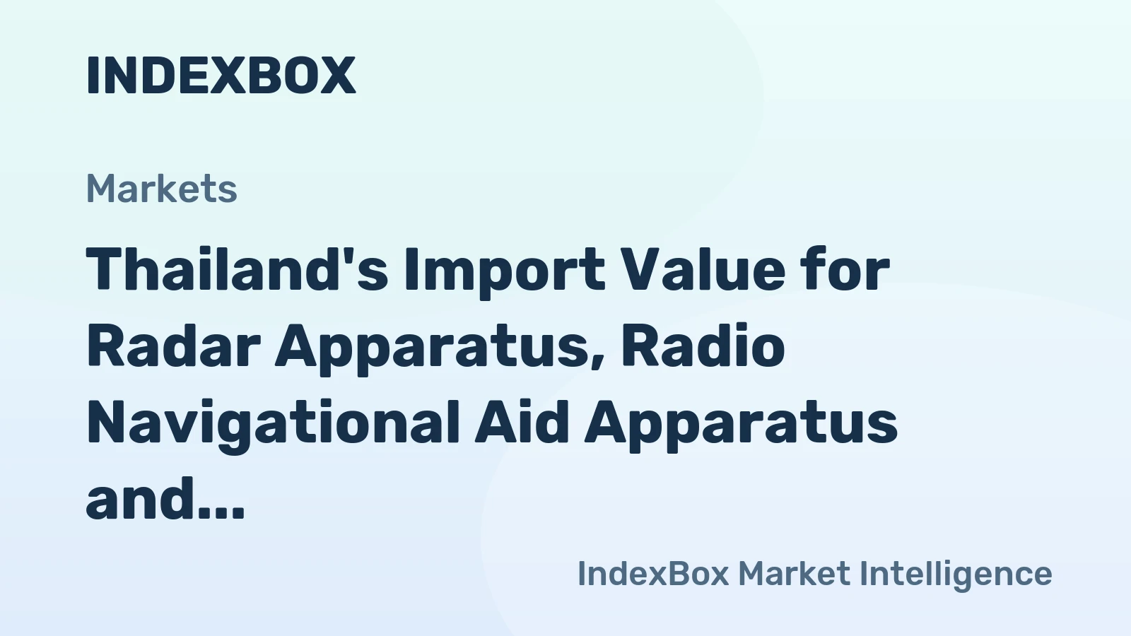 Thailand's Import Value for Radar Apparatus, Radio Navigational Aid Apparatus and Radio Remote Control Apparatus Drops to $205 Million in 2024.