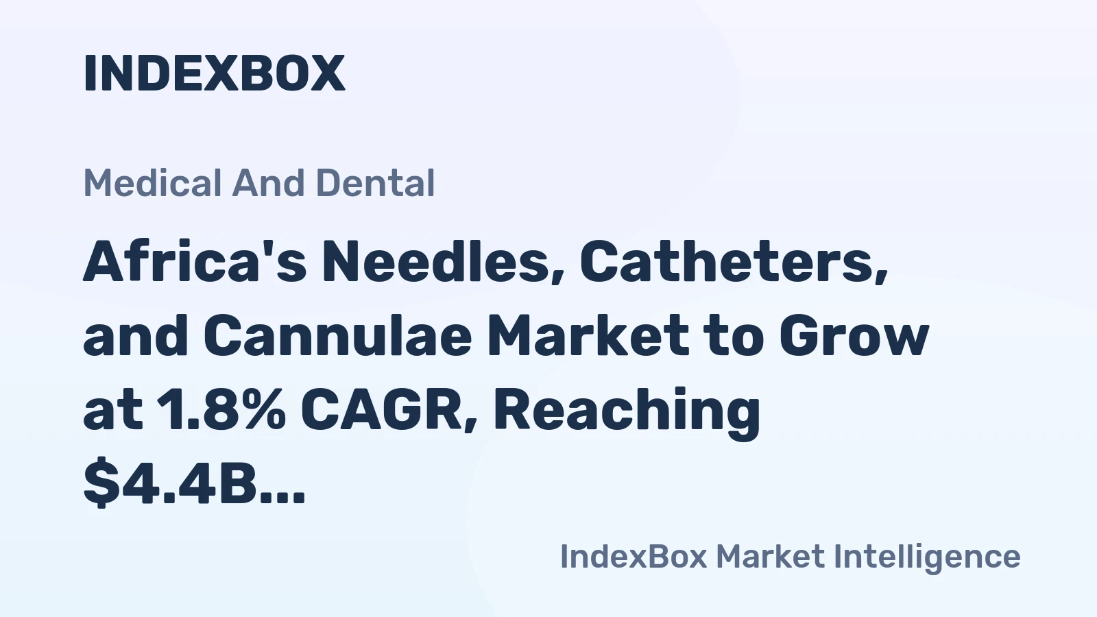 Africa's Needles, Catheters, and Cannulae Market to Grow at 1.8% CAGR, Reaching $4.4B by 2035