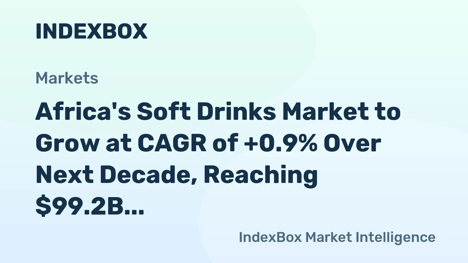 Africa's Soft Drinks Market to Grow at CAGR of +0.9% Over Next Decade, Reaching $99.2B by 2035