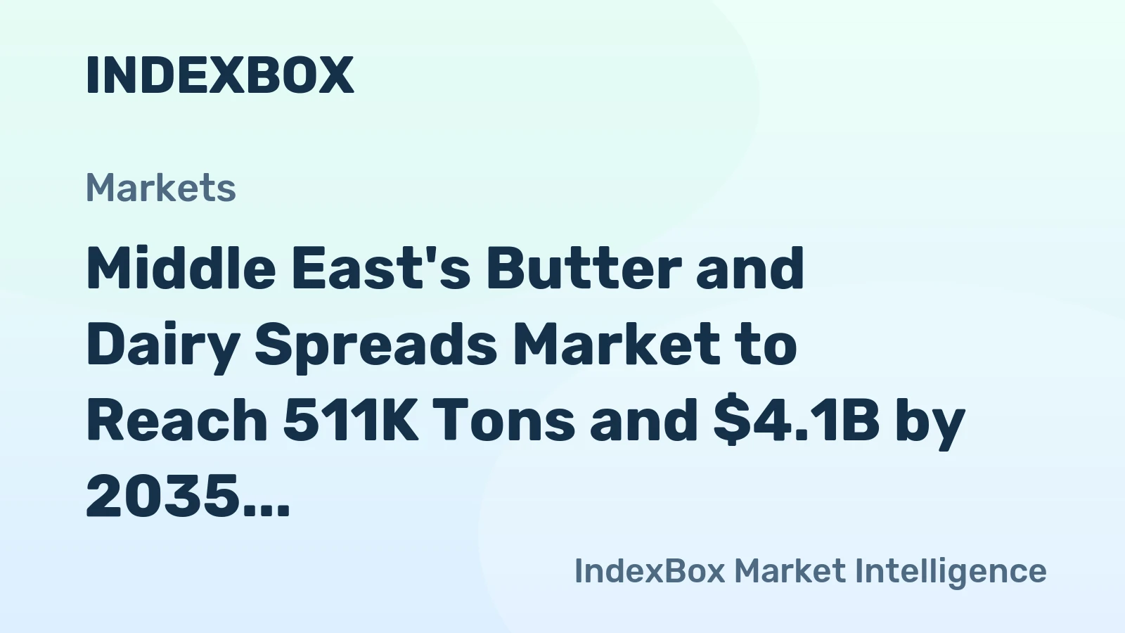 Middle East's Butter and Dairy Spreads Market to Reach 511K Tons and $4.1B by 2035