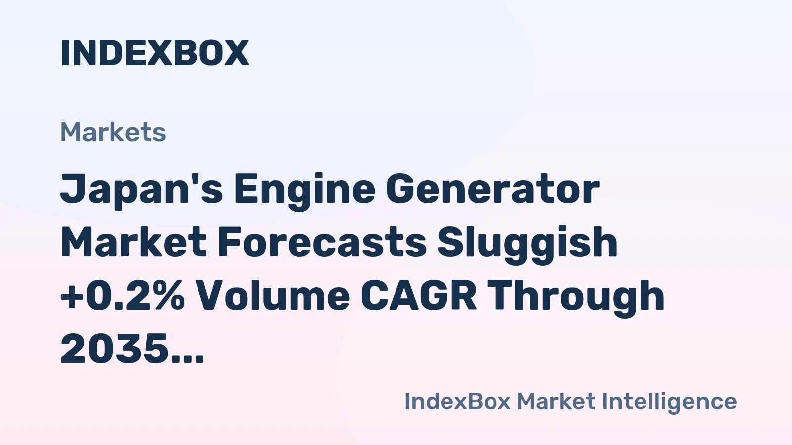 Japan's Engine Generator Market Forecasts Sluggish +0.2% Volume CAGR Through 2035
