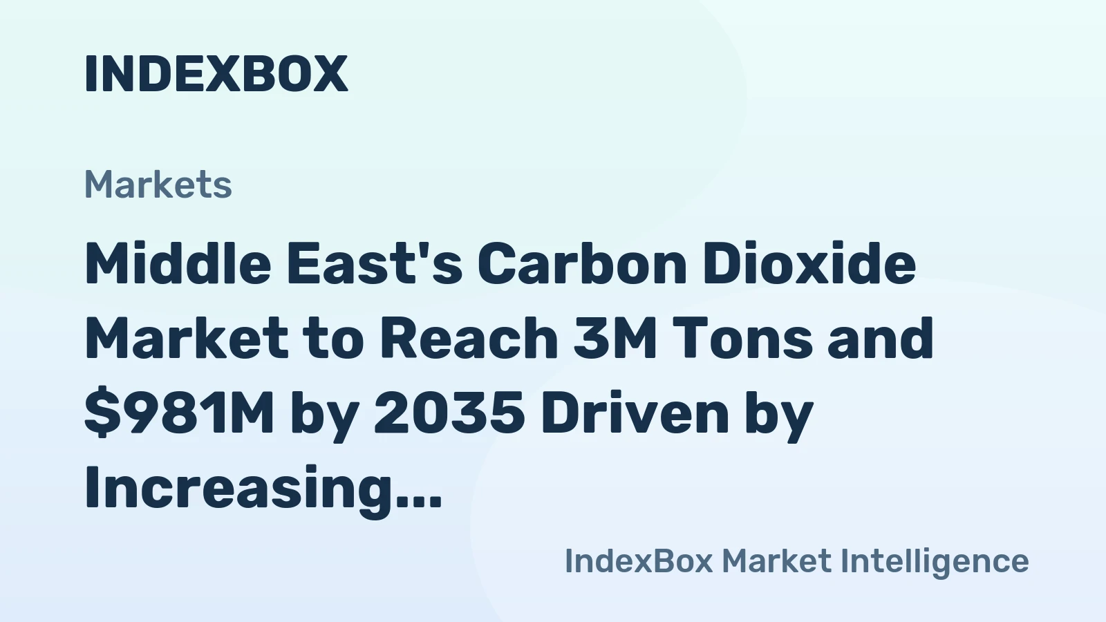 Middle East's Carbon Dioxide Market to Reach 3M Tons and $981M by 2035 Driven by Increasing Demand