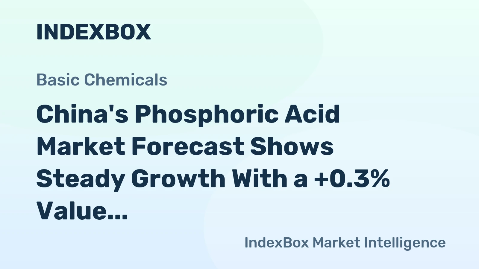 China's Phosphoric Acid Market Forecast Shows Steady Growth With a +0.3% Value CAGR