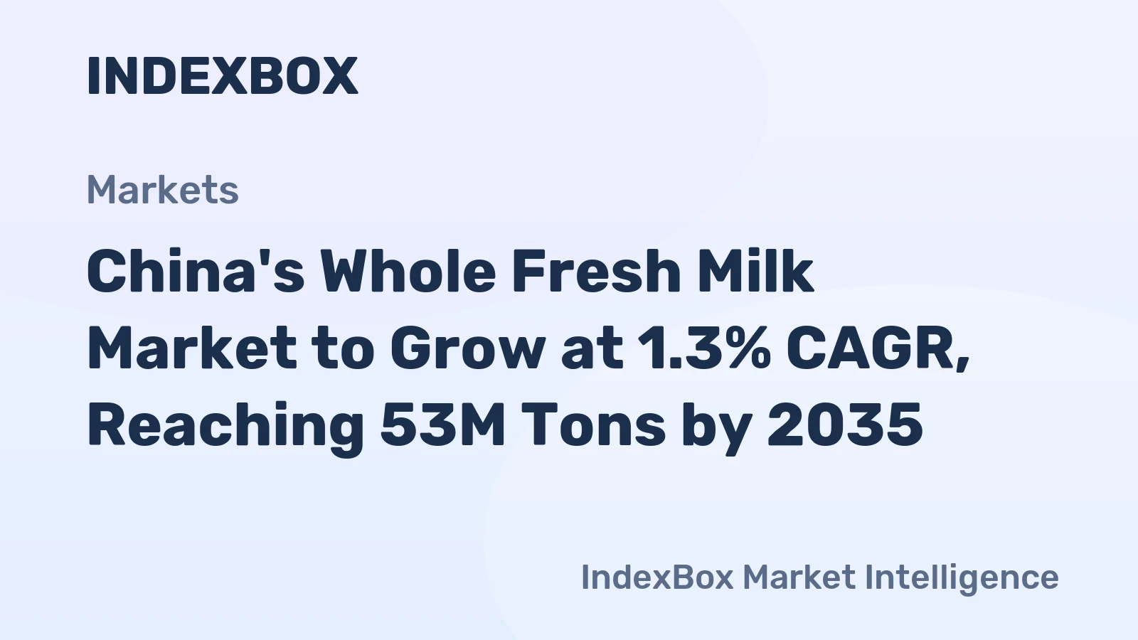 China's Whole Fresh Milk Market to Grow at 1.3% CAGR, Reaching 53M Tons by 2035