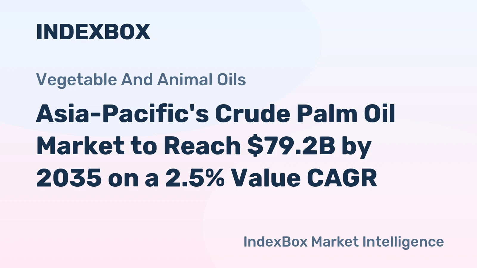 Asia-Pacific's Crude Palm Oil Market to Reach $79.2B by 2035 on a 2.5% Value CAGR