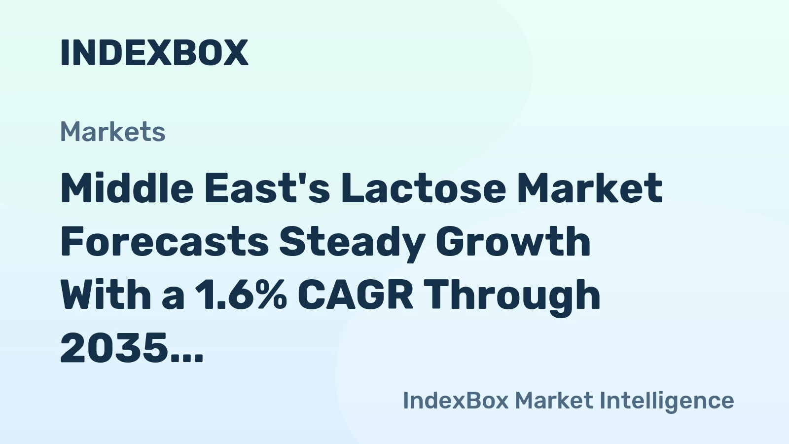 Middle East's Lactose Market Forecasts Steady Growth With a 1.6% CAGR Through 2035