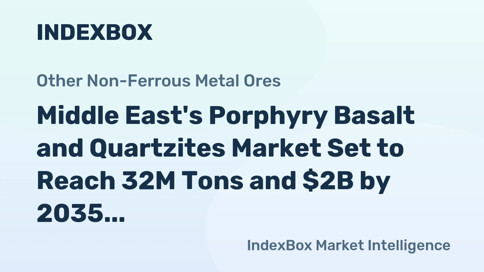 Middle East's Porphyry Basalt and Quartzites Market Set to Reach 32M Tons and $2B by 2035