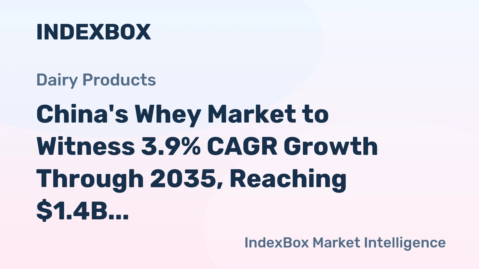 China's Whey Market to Witness 3.9% CAGR Growth Through 2035, Reaching $1.4B