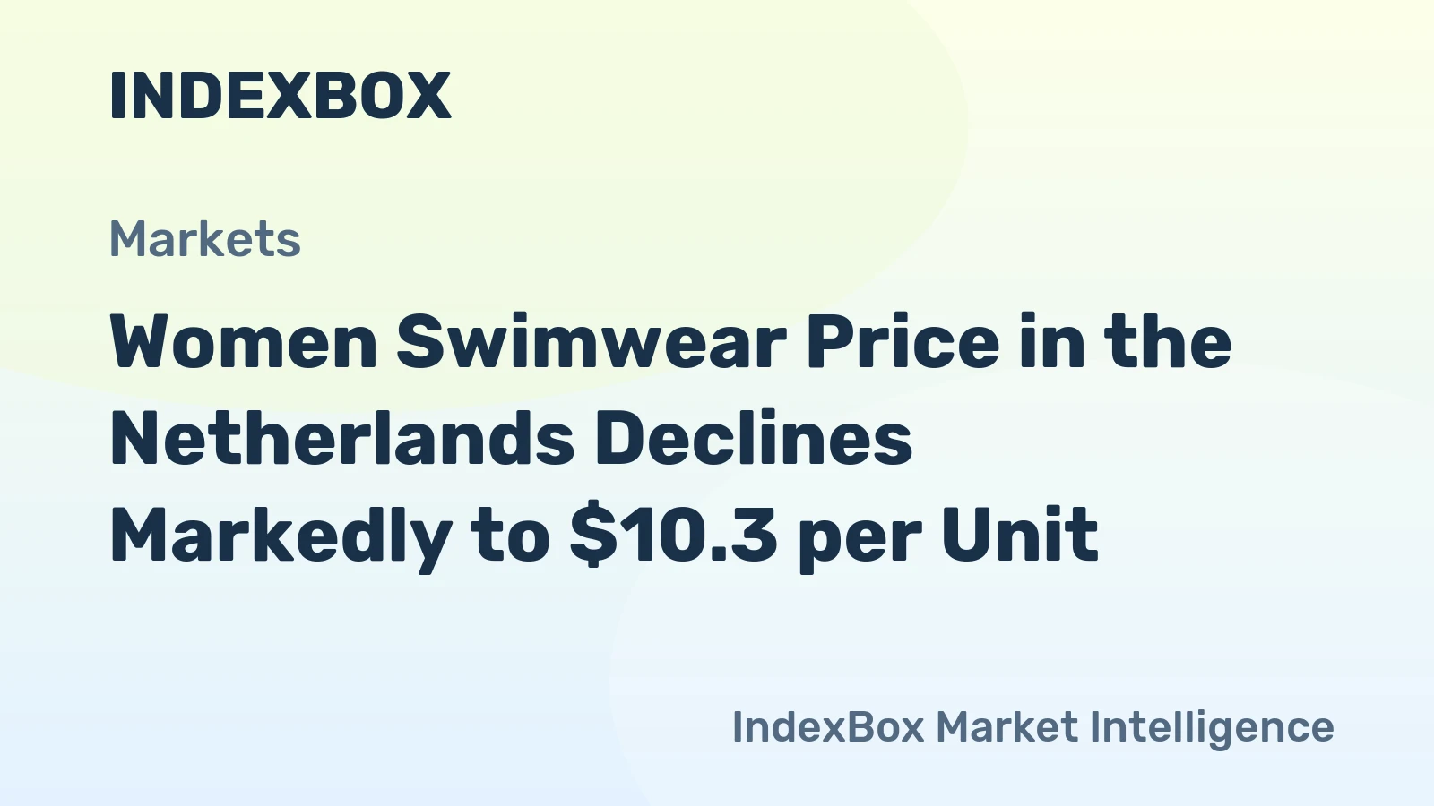 Women Swimwear Price in the Netherlands Declines Markedly to $10.3 per Unit
