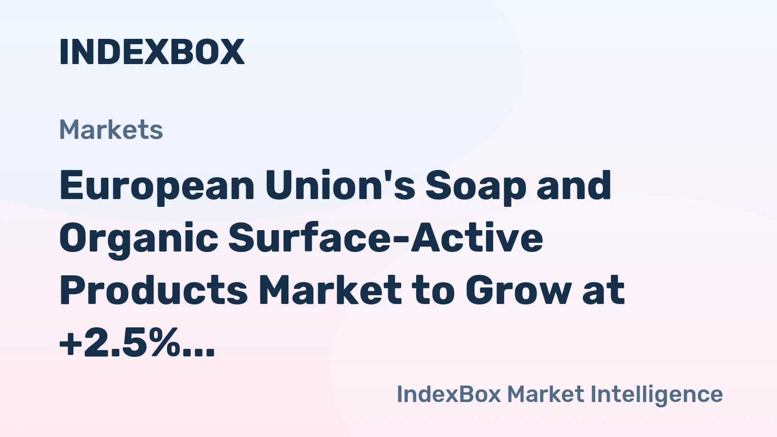 European Union's Soap and Organic Surface-Active Products Market to Grow at +2.5% CAGR from 2024 to 2035