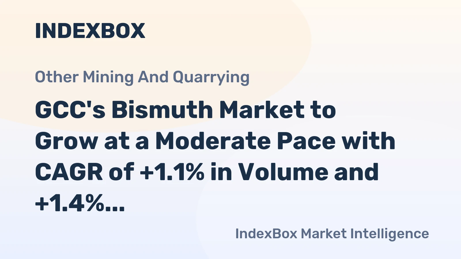 GCC's Bismuth Market to Grow at a Moderate Pace with CAGR of +1.1% in Volume and +1.4% in Value from 2024-2035