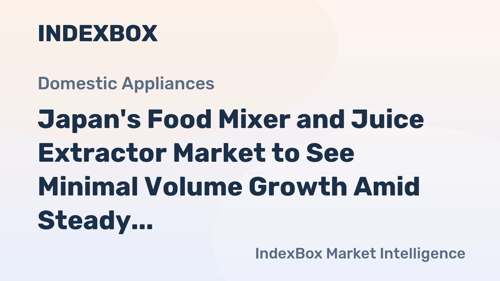 Japan's Food Mixer and Juice Extractor Market to See Minimal Volume Growth Amid Steady Value Increase