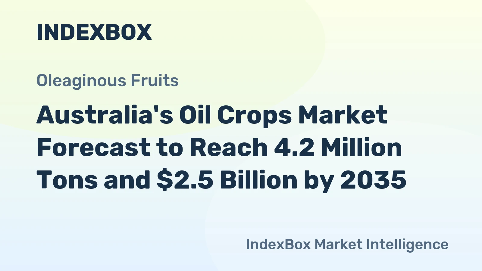 Australia's Oil Crops Market Forecast to Reach 4.2 Million Tons and $2.5 Billion by 2035