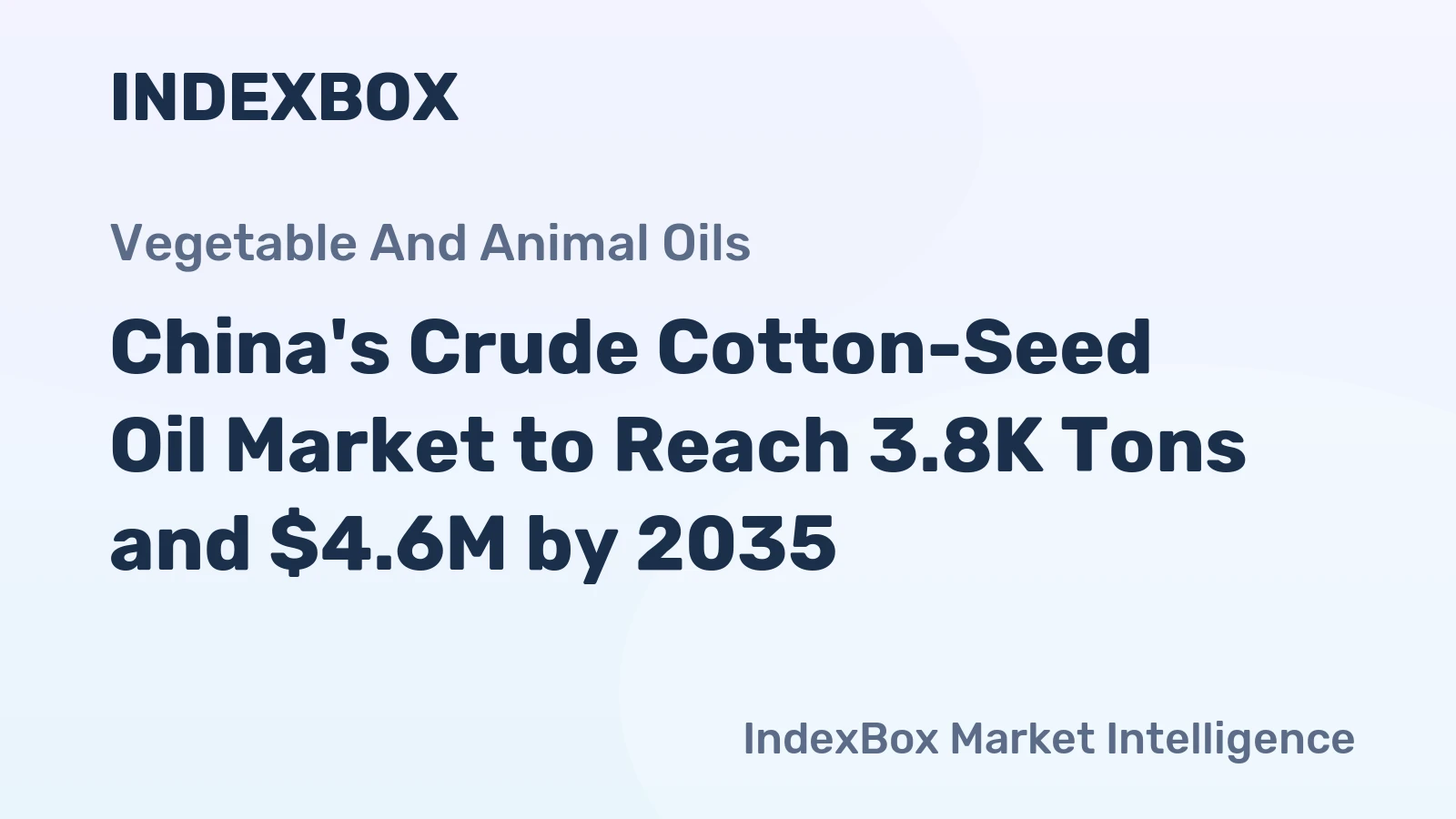 China's Crude Cotton-Seed Oil Market to Reach 3.8K Tons and $4.6M by 2035