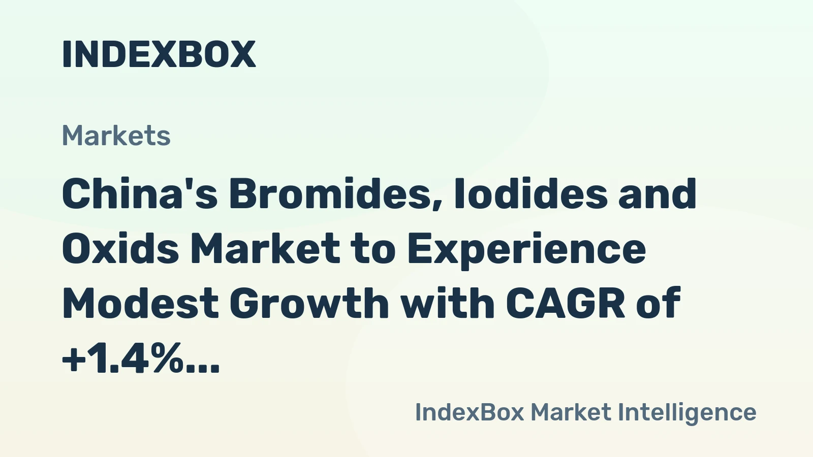 China's Bromides, Iodides and Oxids Market to Experience Modest Growth with CAGR of +1.4% in Volume and +2.5% in Value from 2024 to 2035