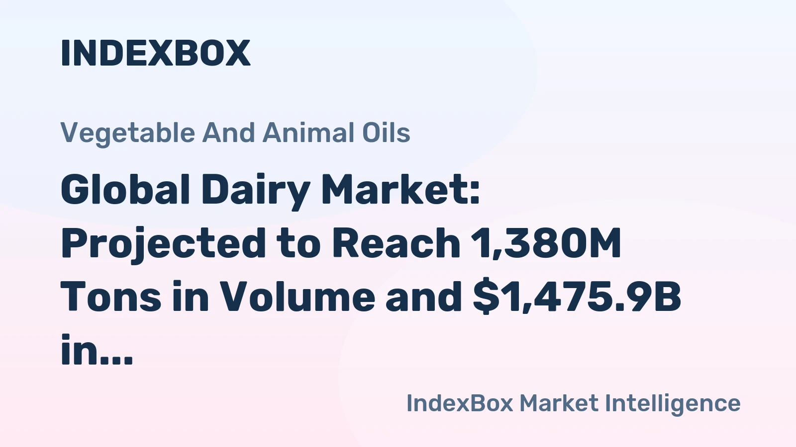 Global Dairy Market: Projected to Reach 1,380M Tons in Volume and $1,475.9B in Value by 2035