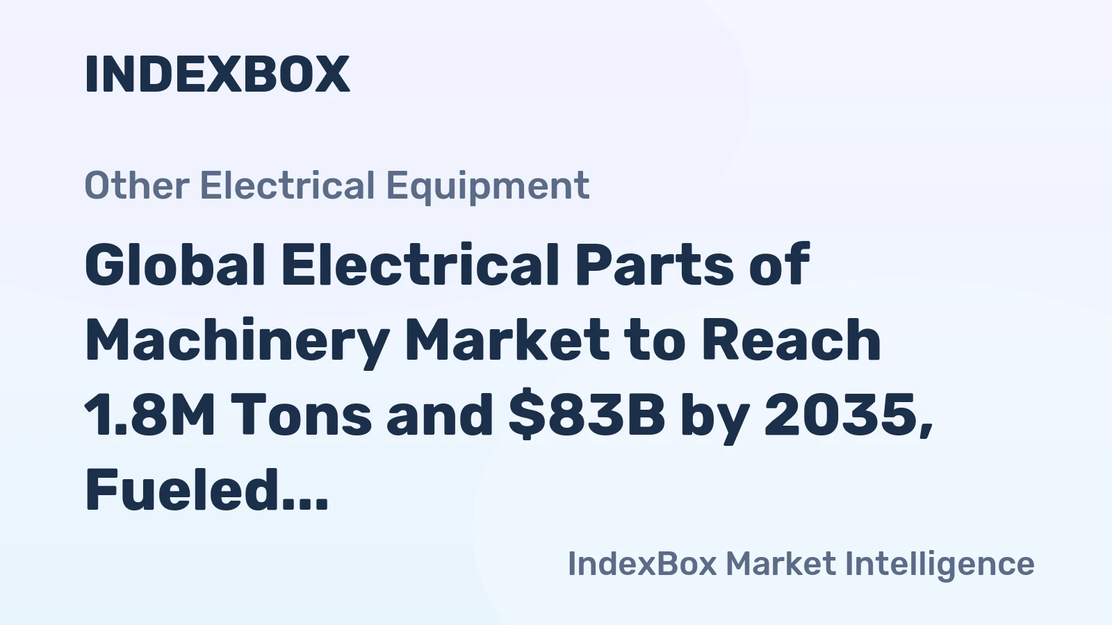 Global Electrical Parts of Machinery Market to Reach 1.8M Tons and $83B by 2035, Fueled by Rising Demand Worldwide