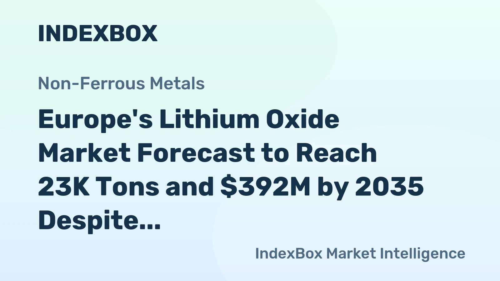 Europe's Lithium Oxide Market Forecast to Reach 23K Tons and $392M by 2035 Despite Recent Contraction