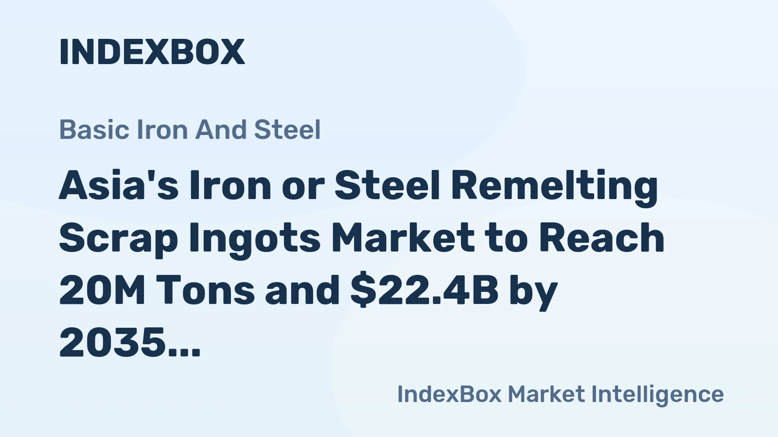 Asia's Iron or Steel Remelting Scrap Ingots Market to Reach 20M Tons and $22.4B by 2035