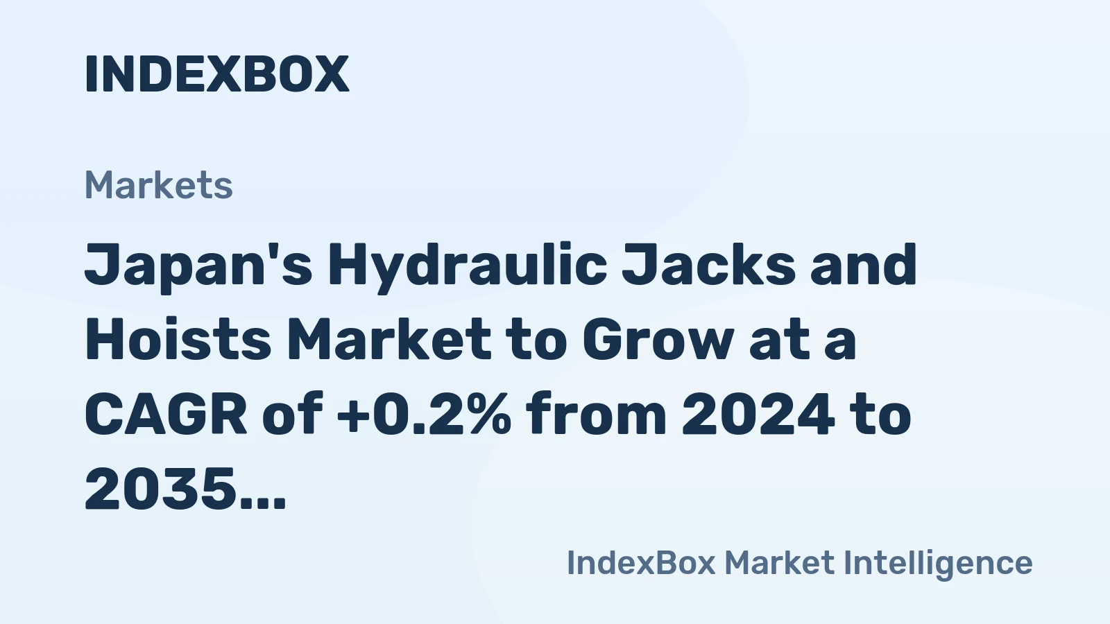 Japan's Hydraulic Jacks and Hoists Market to Grow at a CAGR of +0.2% from 2024 to 2035, Reaching 2.2M Units