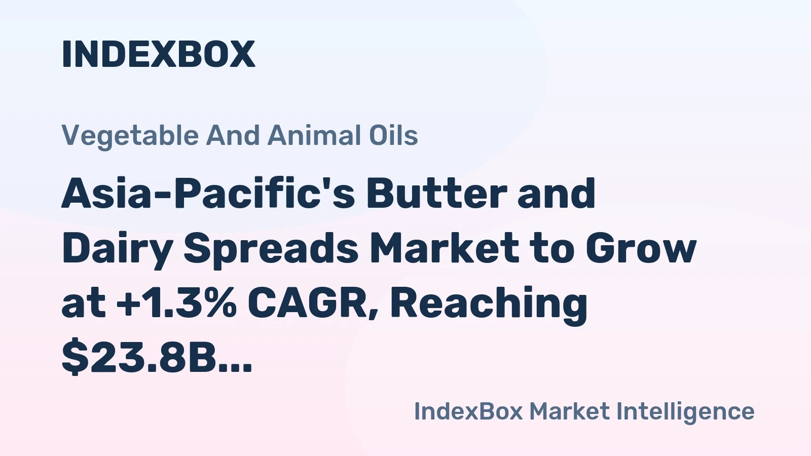 Asia-Pacific's Butter and Dairy Spreads Market to Grow at +1.3% CAGR, Reaching $23.8B by 2035