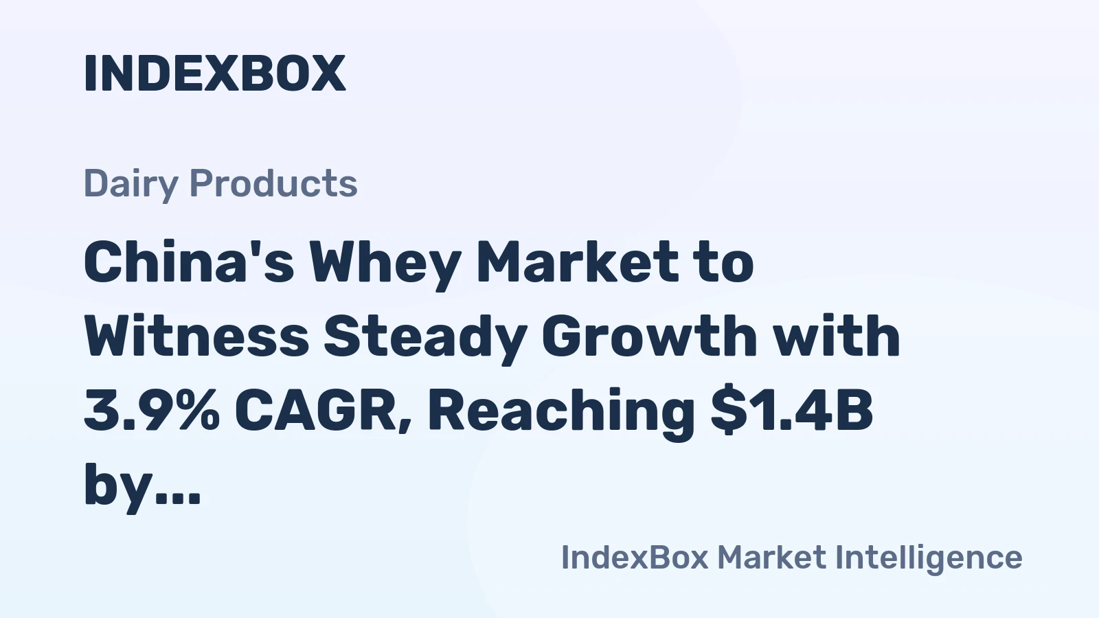 China's Whey Market to Witness Steady Growth with 3.9% CAGR, Reaching $1.4B by 2035