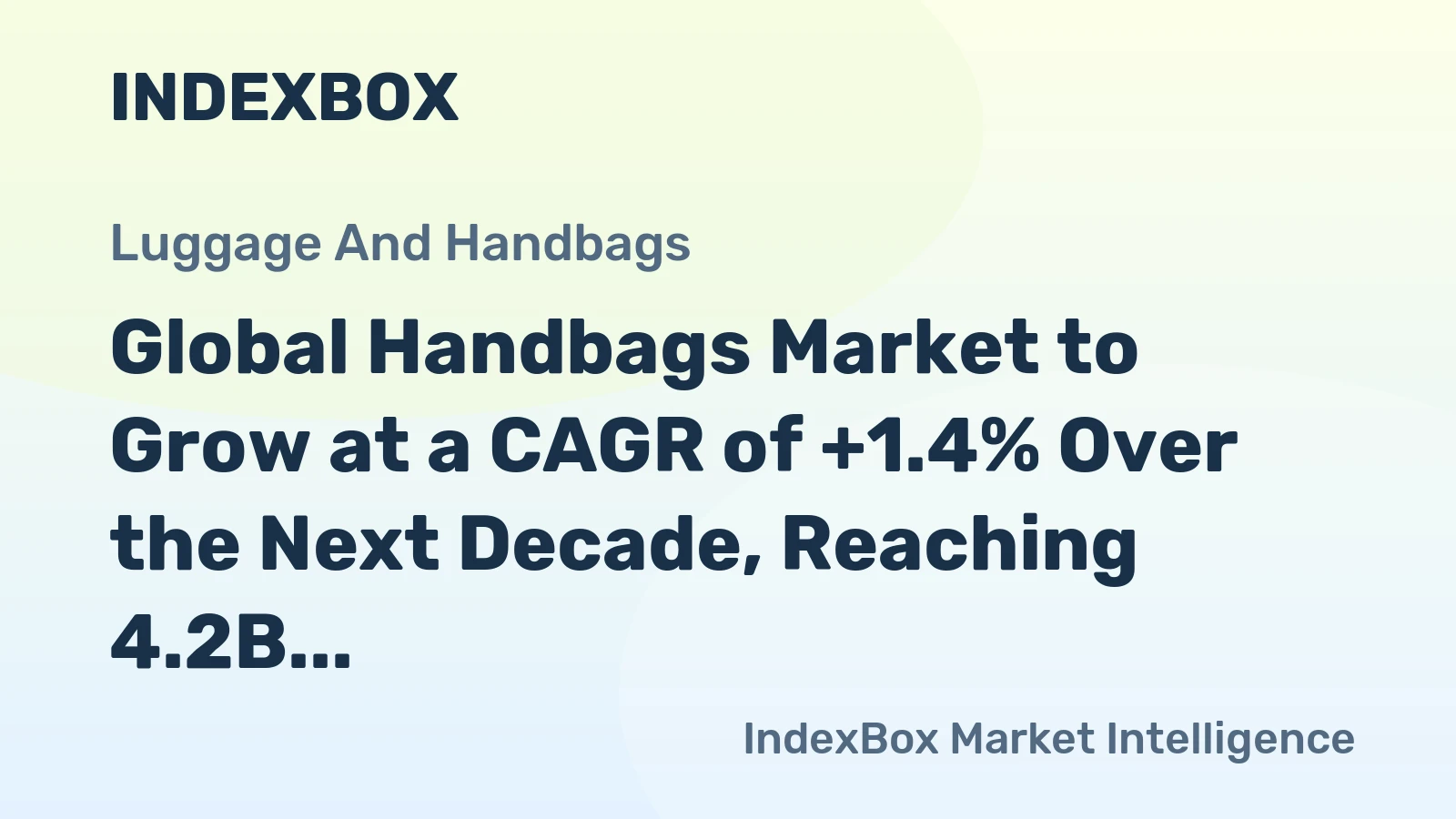 Global Handbags Market to Grow at a CAGR of +1.4% Over the Next Decade, Reaching 4.2B Units by 2035