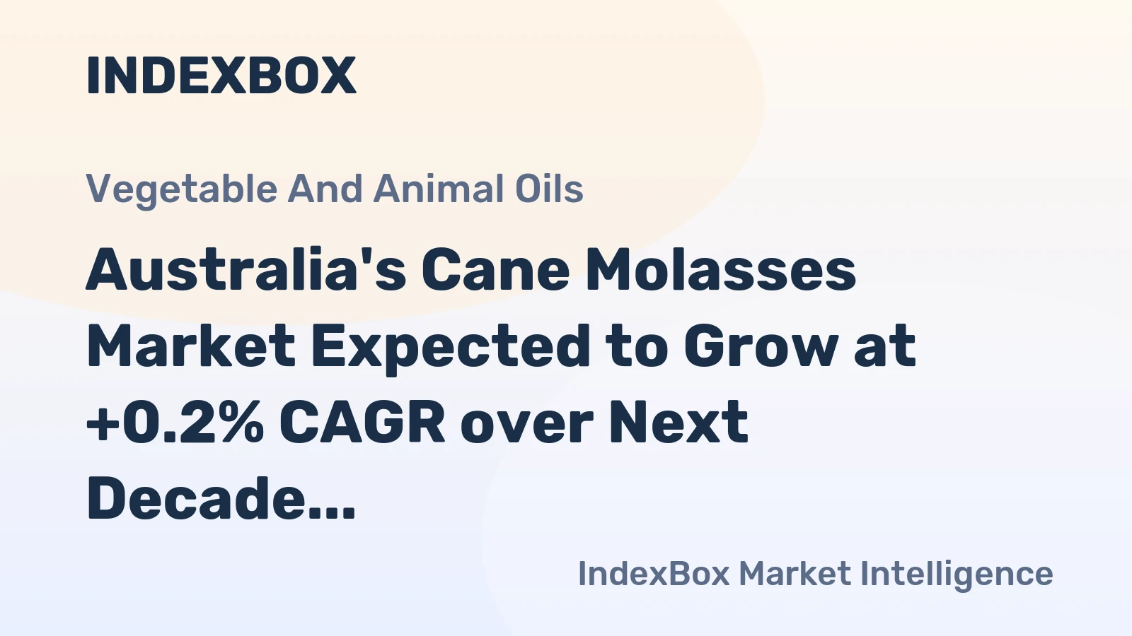 Australia's Cane Molasses Market Expected to Grow at +0.2% CAGR over Next Decade