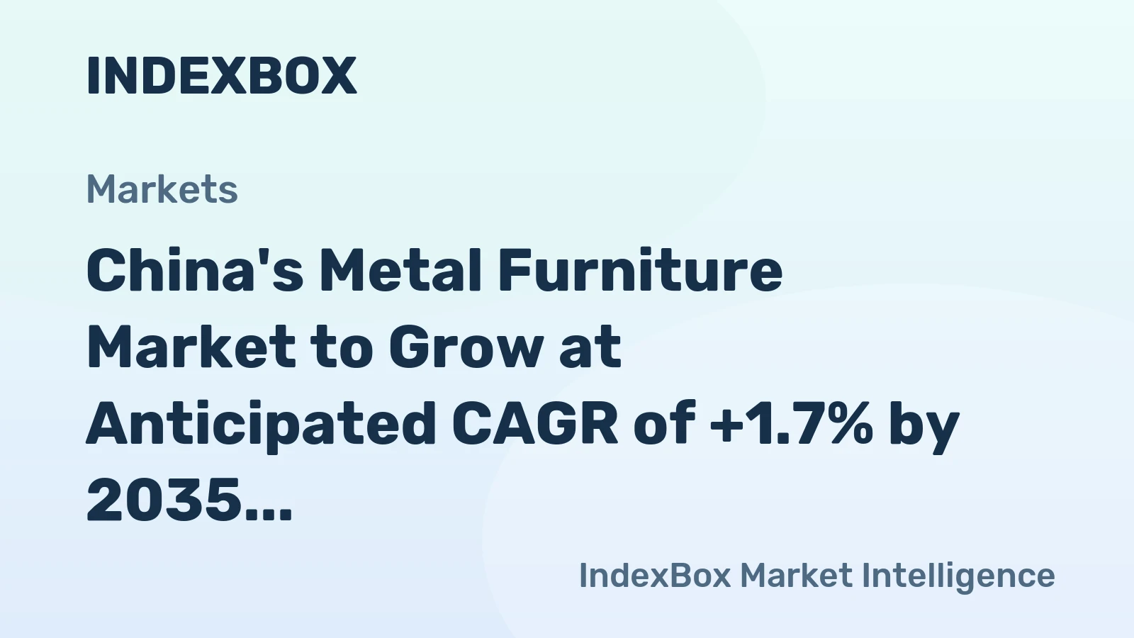 China's Metal Furniture Market to Grow at Anticipated CAGR of +1.7% by 2035