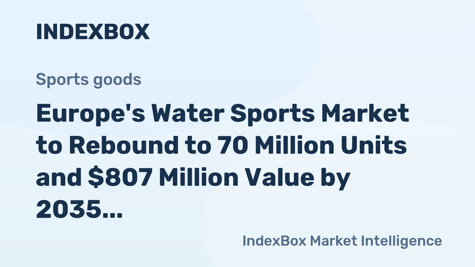 Europe's Water Sports Market to Rebound to 70 Million Units and $807 Million Value by 2035