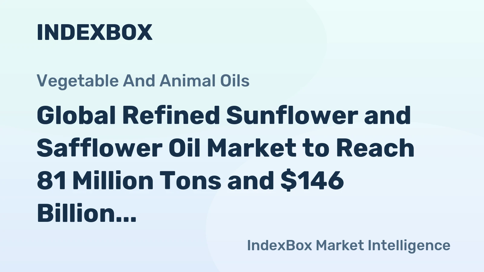 Global Refined Sunflower and Safflower Oil Market to Reach 81 Million Tons and $146 Billion