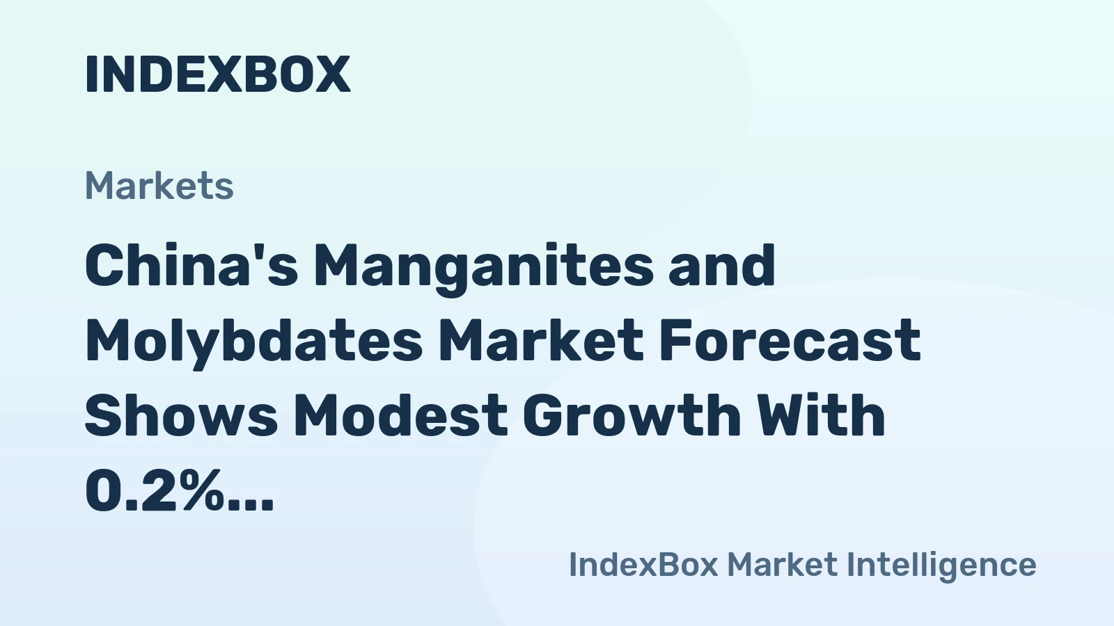 China's Manganites and Molybdates Market Forecast Shows Modest Growth With 0.2% Volume CAGR Through 2035