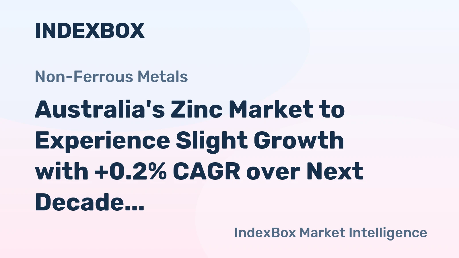Australia's Zinc Market to Experience Slight Growth with +0.2% CAGR over Next Decade