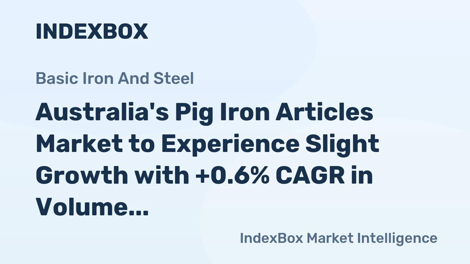 Australia's Pig Iron Articles Market to Experience Slight Growth with +0.6% CAGR in Volume from 2024 to 2035