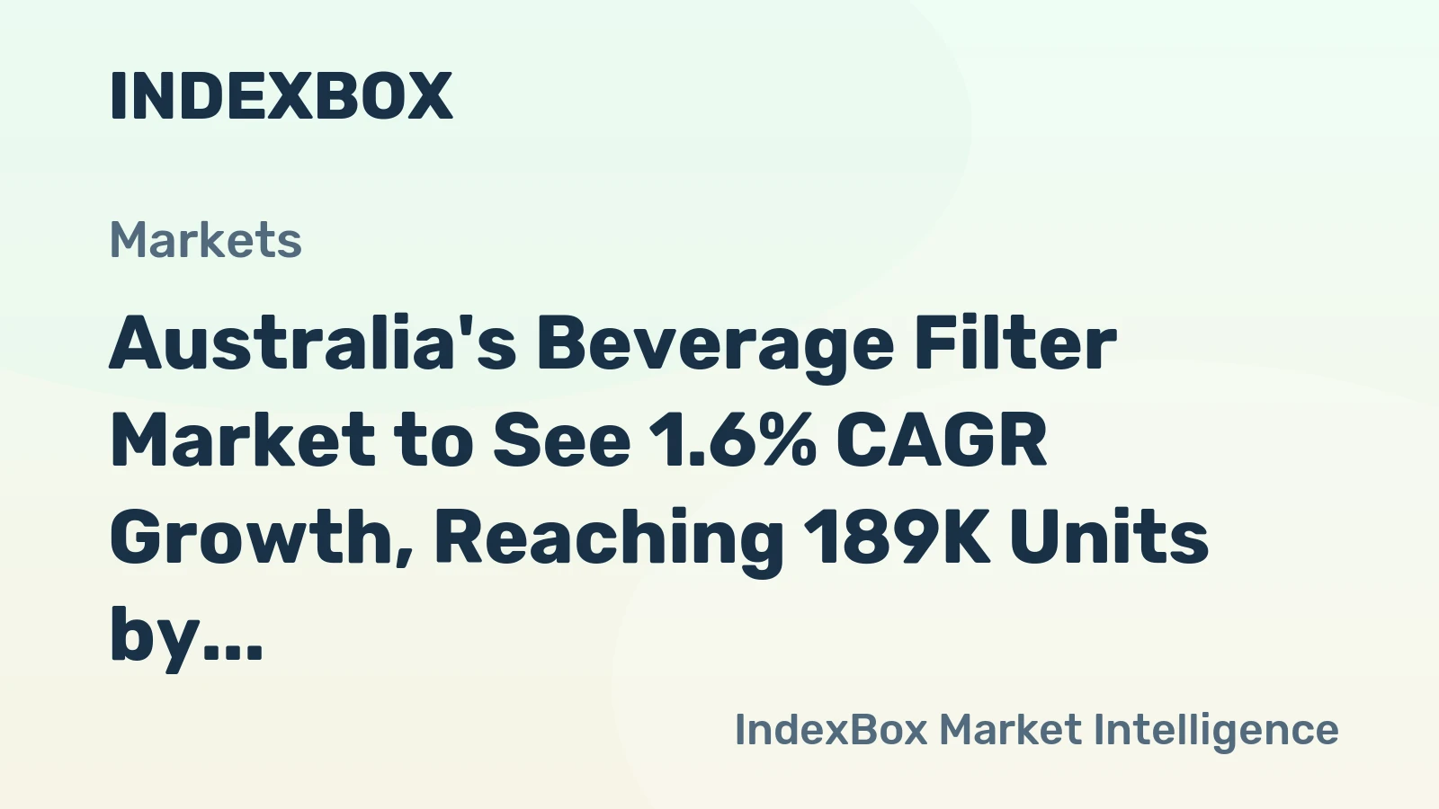 Australia's Beverage Filter Market to See 1.6% CAGR Growth, Reaching 189K Units by 2035