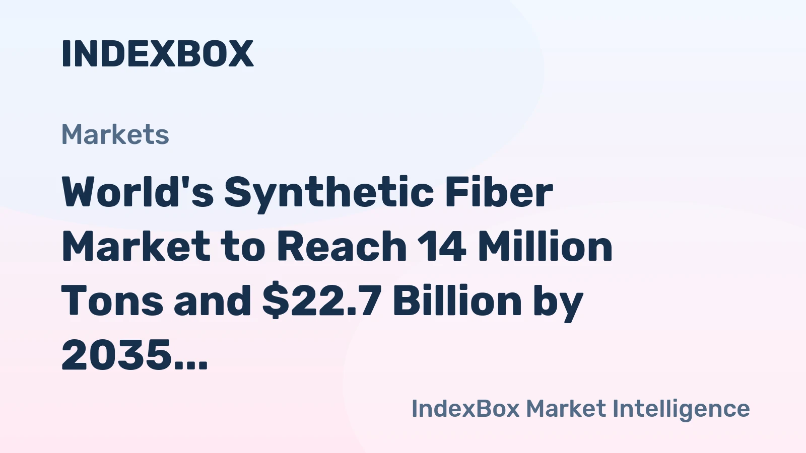 World's Synthetic Fiber Market to Reach 14 Million Tons and $22.7 Billion by 2035