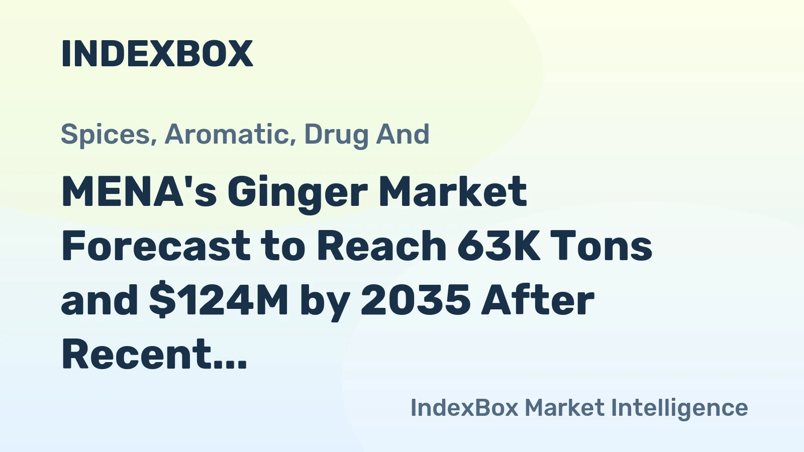 MENA's Ginger Market Forecast to Reach 63K Tons and $124M by 2035 After Recent Contraction