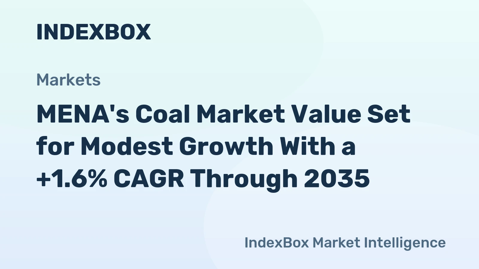 MENA's Coal Market Value Set for Modest Growth With a +1.6% CAGR Through 2035