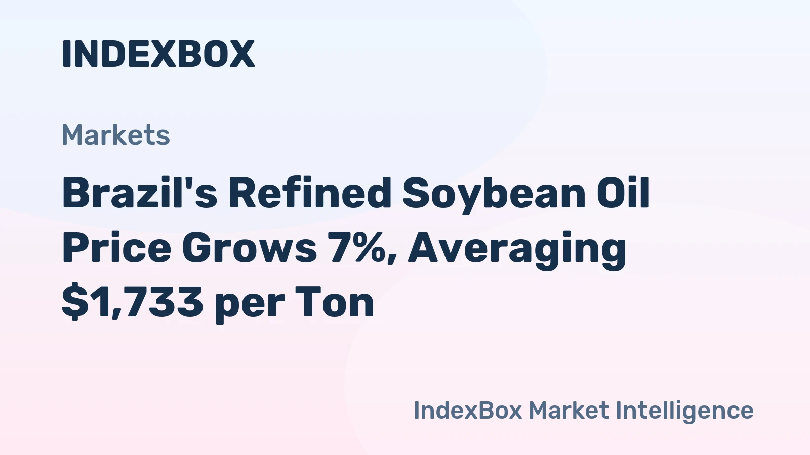 Brazil's Refined Soybean Oil Price Grows 7%, Averaging $1,733 per Ton