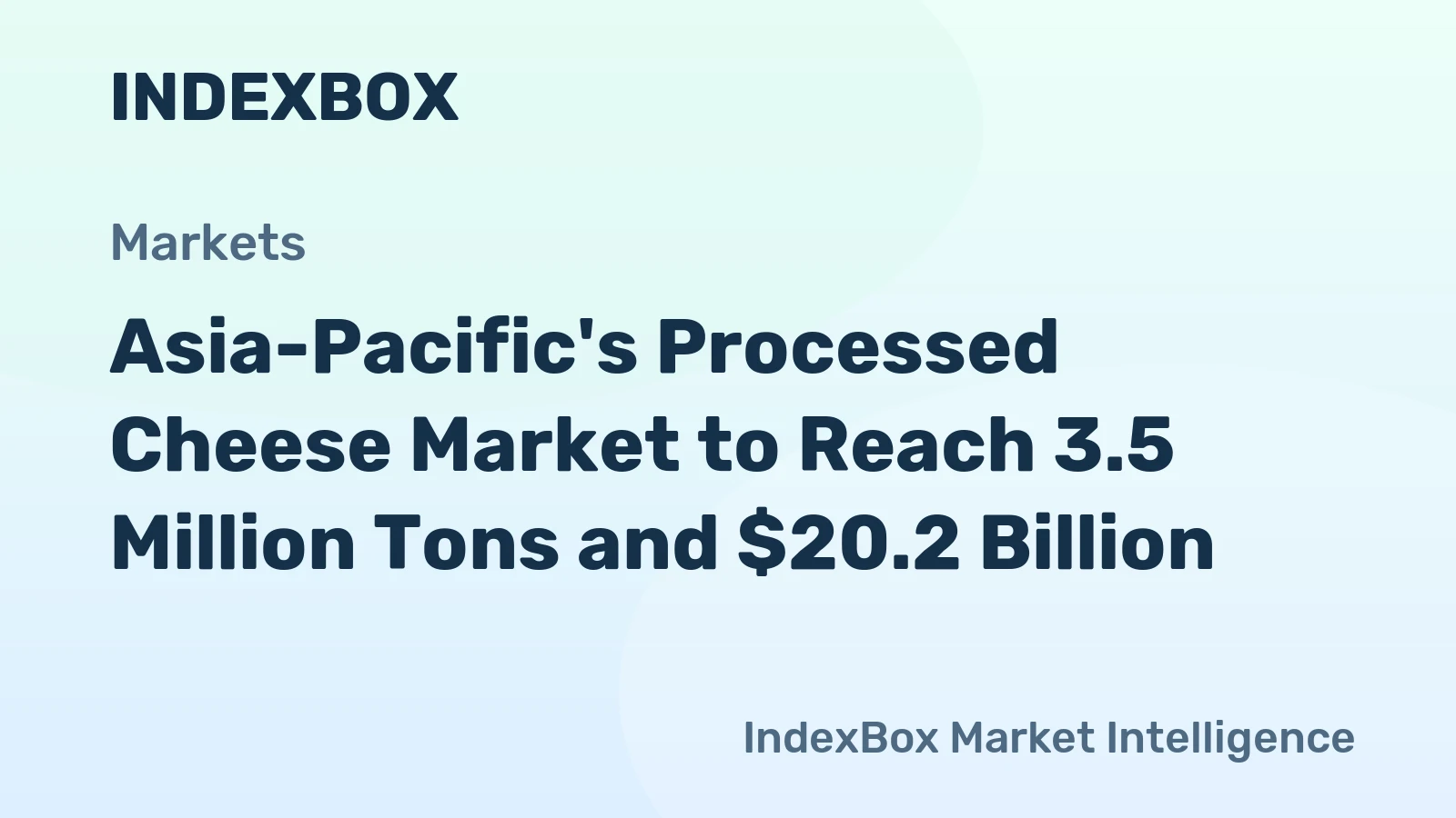 Asia-Pacific's Processed Cheese Market to Reach 3.5 Million Tons and $20.2 Billion