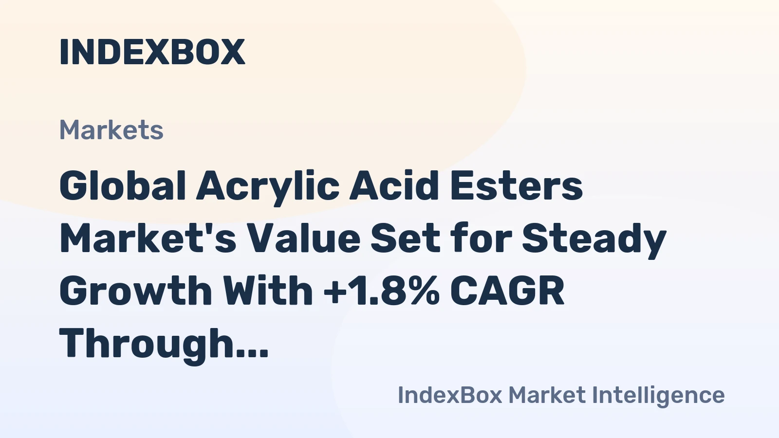 Global Acrylic Acid Esters Market's Value Set for Steady Growth With +1.8% CAGR Through 2035