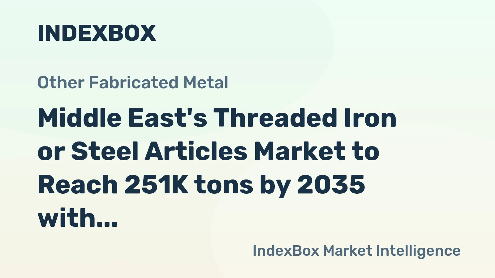 Middle East's Threaded Iron or Steel Articles Market to Reach 251K tons by 2035 with $1.6B in Value