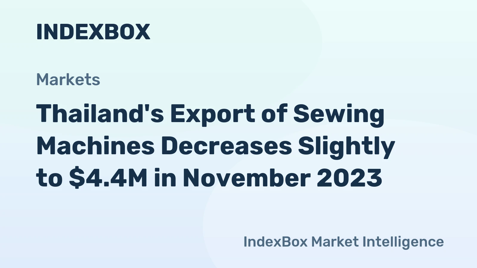 Thailand's Export of Sewing Machines Decreases Slightly to $4.4M in November 2023