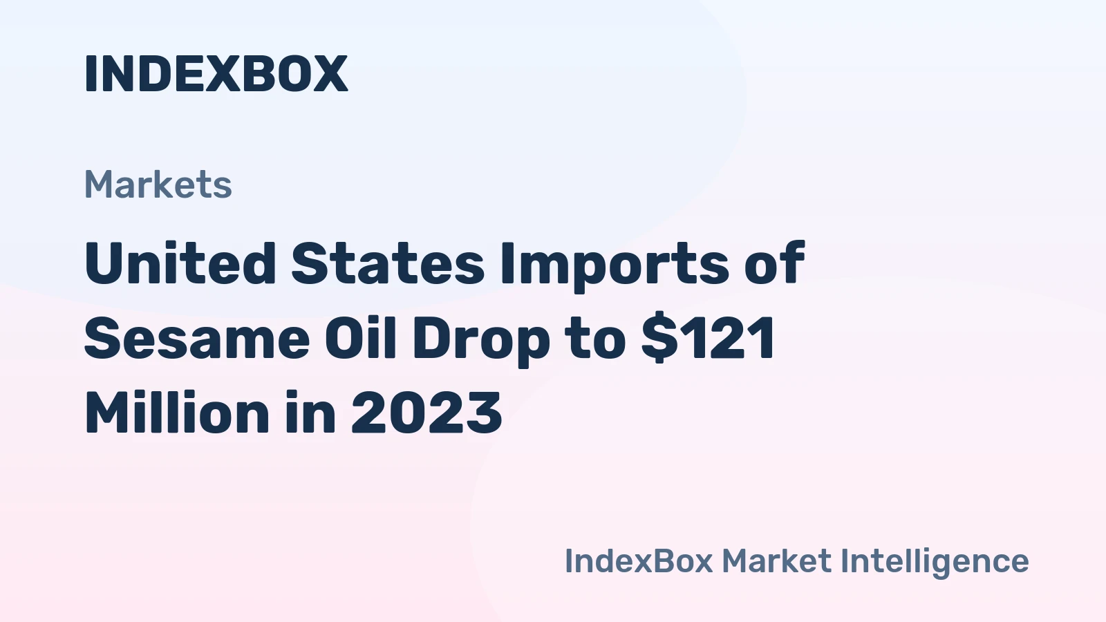 United States Imports of Sesame Oil Drop to $121 Million in 2023