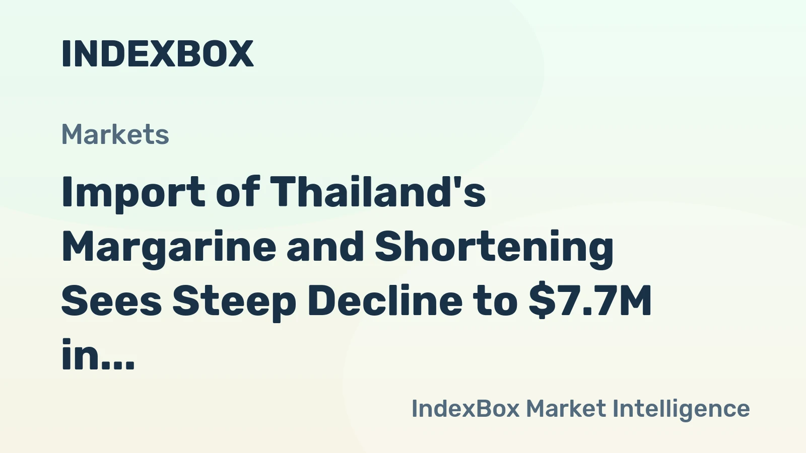 Import of Thailand's Margarine and Shortening Sees Steep Decline to $7.7M in September 2023